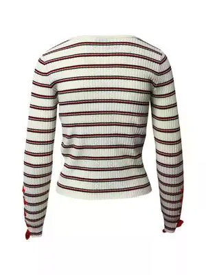 Sandro Striped Ribbon-tie Knit Top