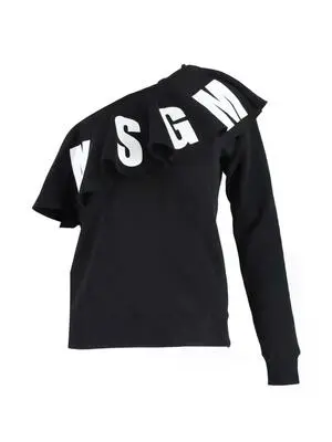 MSGM Logo Print One-shoulder Top