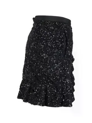 SELF-PORTRAIT Sequin-embellished Ruffled Mini Skirt