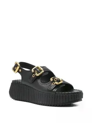 Chloé Nama Buckle Flatform Heeled Sandals - Black