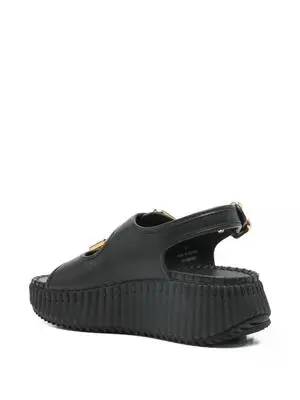 Chloé Nama Buckle Flatform Heeled Sandals - Black