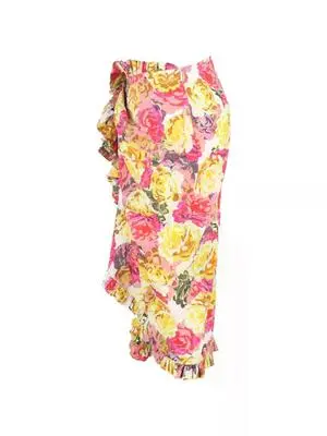 Dries Van Noten Floral Ruffled Midi Skirt - Yellow