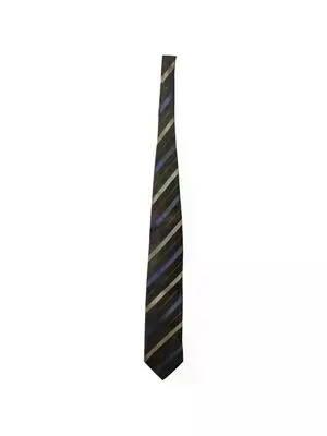 Ermenegildo Zegna Striped Silk Neck Tie - Brown