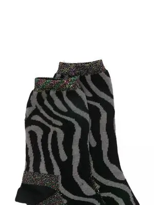 ALTO MILANO Zebra-print Shimmer Ankle Socks