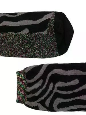 ALTO MILANO Zebra-print Shimmer Ankle Socks