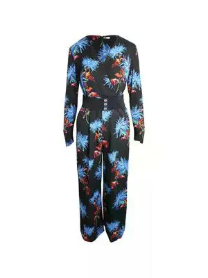 Diane Von Furstenberg Floral Belted Jumpsuit - Black