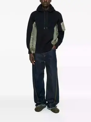 Sacai Paneled Zip-pocket Hoodie