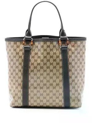 Gucci Gg Crystal Bamboo Shopper Tote - Brown