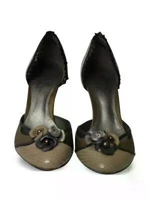 Bottega Veneta Snakeskin-embossed Flower Pumps