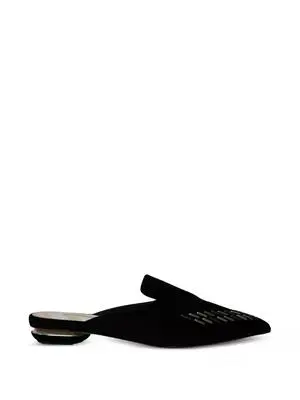 NICHOLAS KIRKWOOD Metal-applique Velvet Mules - Black