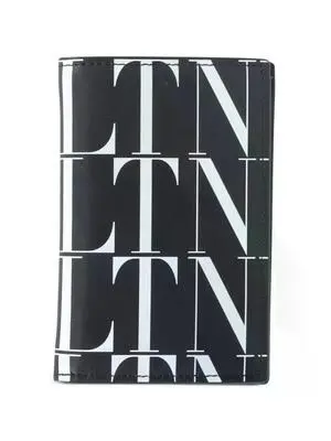 Valentino Garavani Vltn-print Calf Leather Cardholder - Black