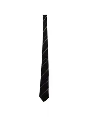 Giorgio Armani Striped Silk Tie - Black