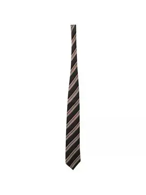Ermenegildo Zegna Striped Silk Neck Tie - Black