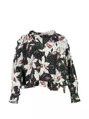 ISABEL MARANT VINTAGE Ricky Ruffled Printed Blouse - Black