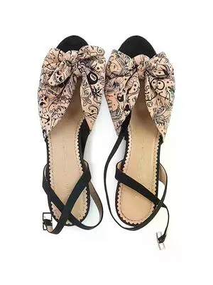 CHARLOTTE OLYMPIA Printed Bow-detail Wedge Sandals