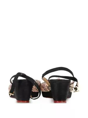 CHARLOTTE OLYMPIA Printed Bow-detail Wedge Sandals