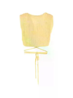 Christopher Esber Wrap-tie Sleeveless Ribbed Crop Top