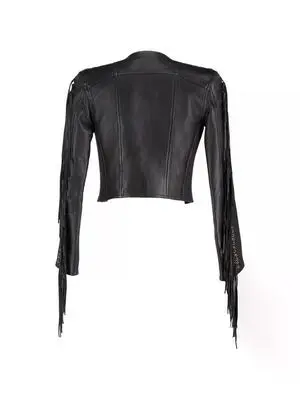 Balmain Fringe Cropped Leather Jacket