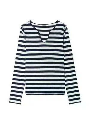 Zadig&Voltaire Striped Embellished Long-sleeve T-shirt - White