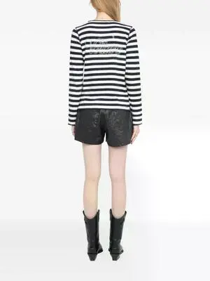 Zadig&Voltaire Henley Striped Long Sleeve T-shirt - White