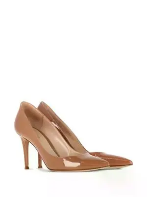 GIANVITO ROSSI Patent-leather Pointed-toe Pumps - Neutrals