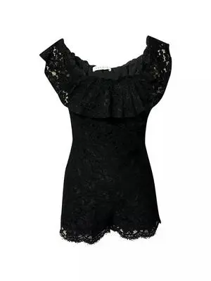 Sandro Off-shoulder Lace Romper - Black