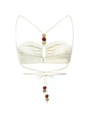 Magda Butrym Ruffled Bikini Top - Neutrals