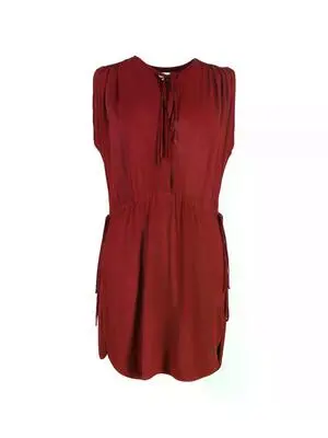 Drawstring Tie Neck Mini Dress