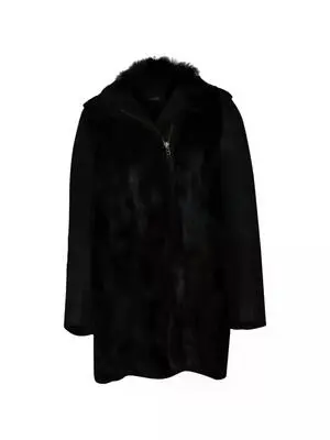 Maje Goat Fur Zip-up Coat