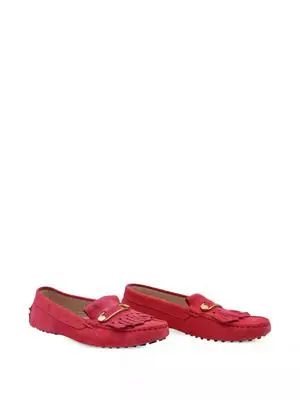 TOD'S Gommino Fringed Leather Loafers - Red
