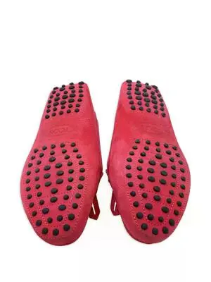 TOD'S Gommino Fringed Leather Loafers - Red