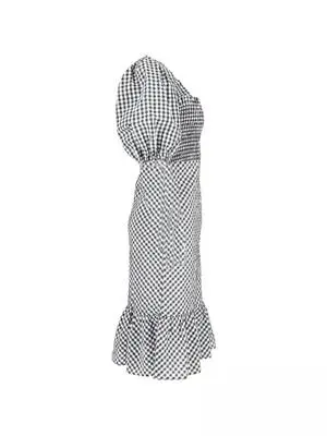 GANNI Puff-sleeve Gingham Dress - White