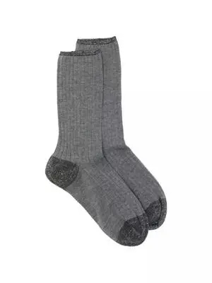 ALTO MILANO Ribbed Trim Socks - Grey