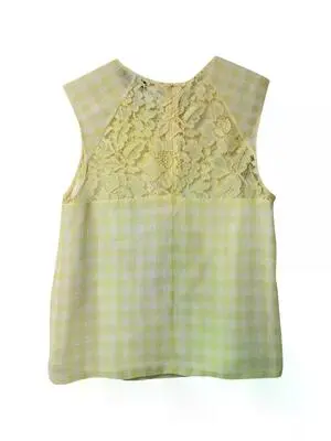 Sandro Checkered Lace Sleeveless Top