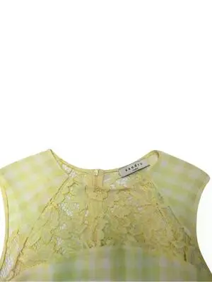 Sandro Checkered Lace Sleeveless Top