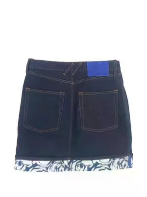 Burberry Printed-hem Denim Mini Skirt