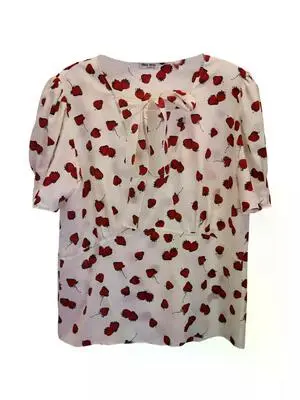 Miu Miu Strawberry-print Silk Top
