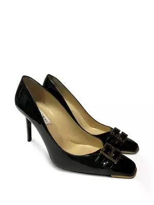 JIMMY CHOO Square Toe Buckle Strap Pumps