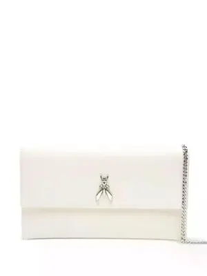 Patrizia Pepe Fly Chain Leather Clutch - Neutrals