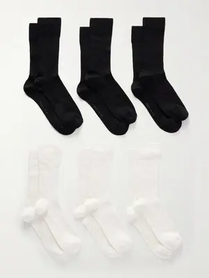 CDLP Ribbed Cotton-blend Socks Set Of Six - Multi