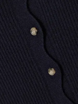 ALLUDE Scalloped Ribbed Wool And Cashmere-blend Cardigan - Blue