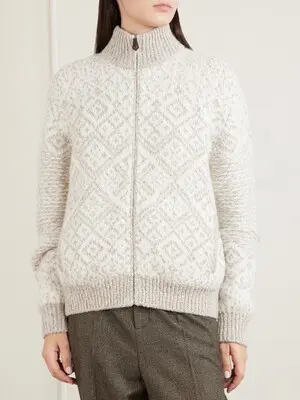 Loro Piana Jacquard-knit Cashmere Cardigan