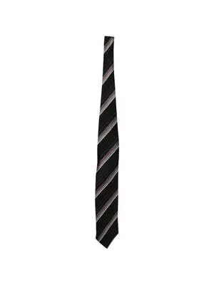Ermenegildo Zegna Stripes Silk Neck Tie - Black