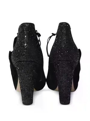 Miu Miu Glitter-embellished Peep-toe Pumps
