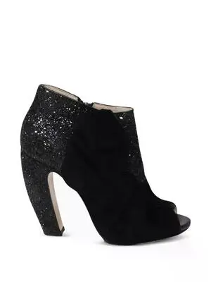 Miu Miu Glitter-embellished Peep-toe Pumps
