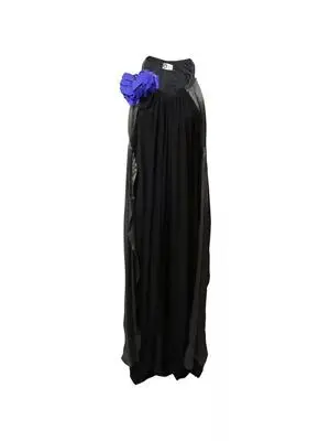 LANVIN Flower Applique Silk Dress