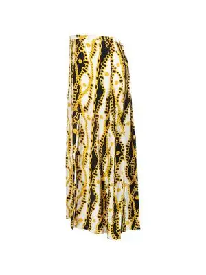 Rixo Chain-print Pleated Silk Skirt