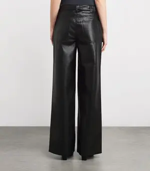 ANINE BING Leather Manon Wide-leg Trousers - Black