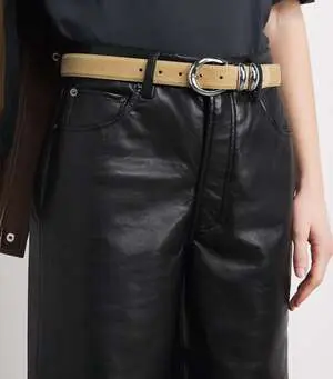 ANINE BING Leather Manon Wide-leg Trousers - Black