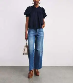 Ulla Johnson Karlyn Wool Blouse With Puff Sleeves - Navy